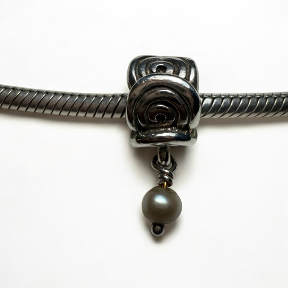 Jewelry | Pandora Sterling Silver Grey Pearl Oxy Swirl Dangle Charm ...
